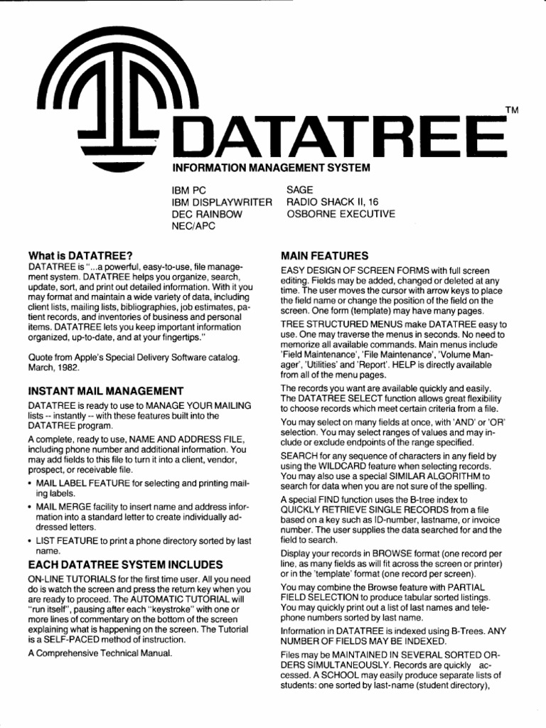 Datatree: Information Management System | PDF | Computer File ...