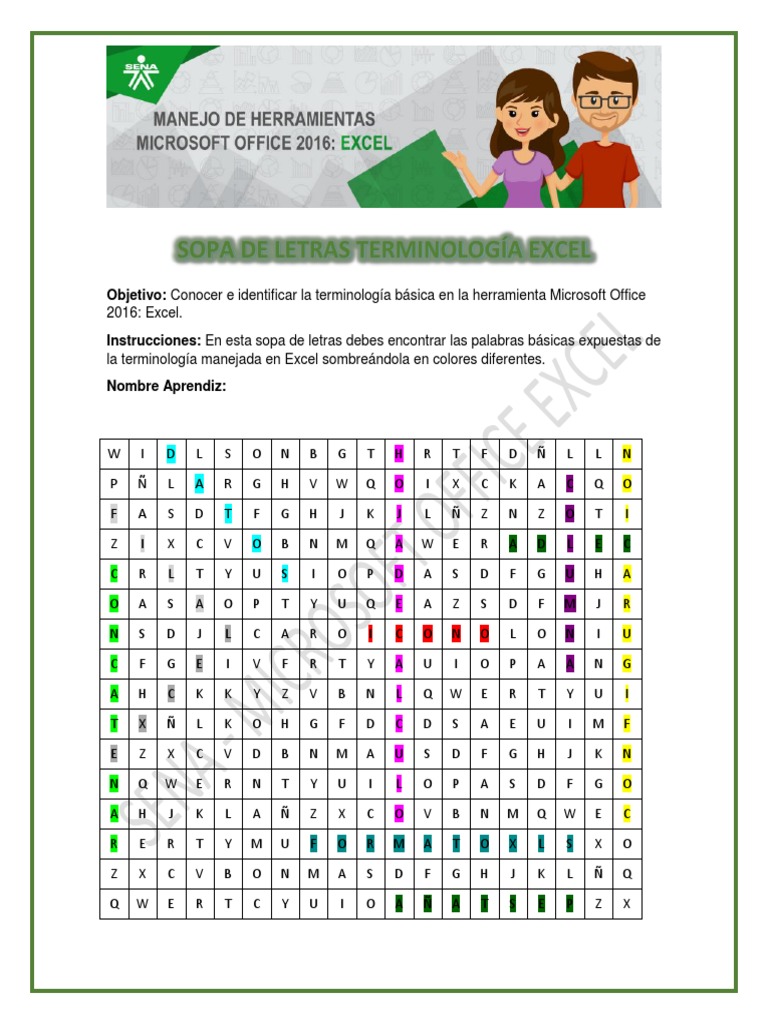 Taller - Sopa de Letras | PDF | Microsoft Excel | Hoja de cálculo