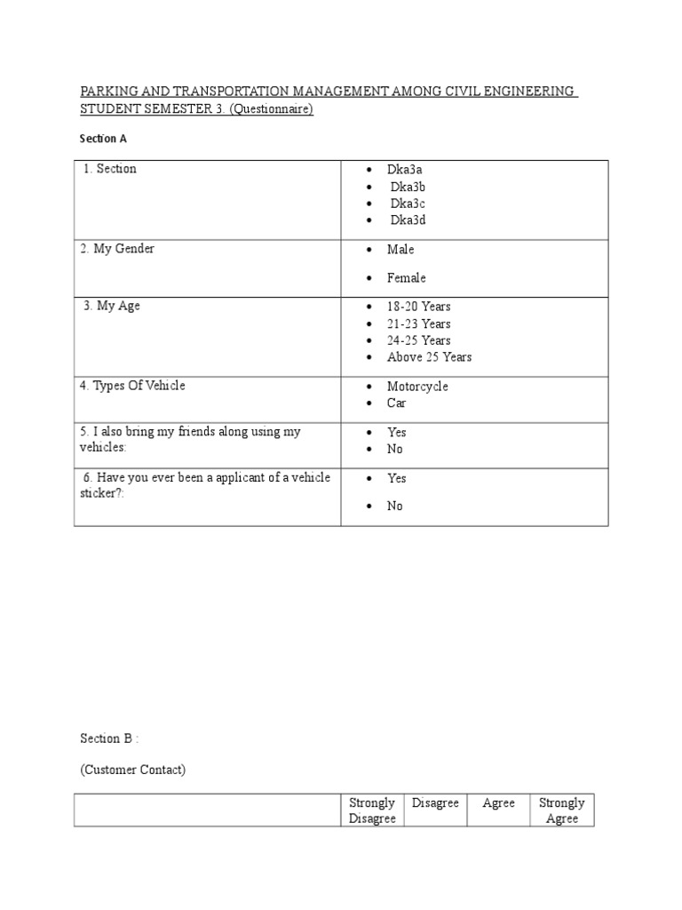 Questionnaire | PDF | Transport | Vehicles