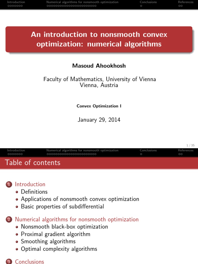 An Introduction To Nonsmooth Convex Optimization: Numerical Algorithms | PDF | Mathematical ...