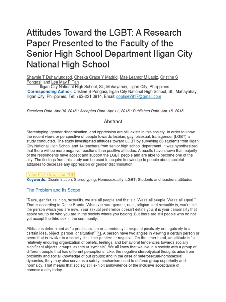 Attitudes Toward The LGBT | PDF | Homosexuality | Survey Methodology