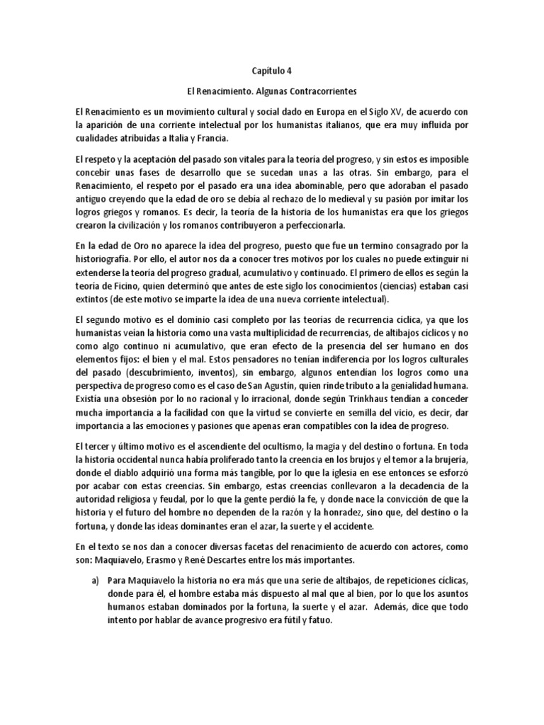 Capitulo 3 Idea Del Progreso | PDF | Renacimiento | Existencia