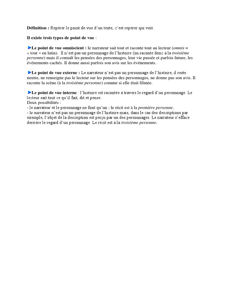 Types de point de vue en narration | PDF
