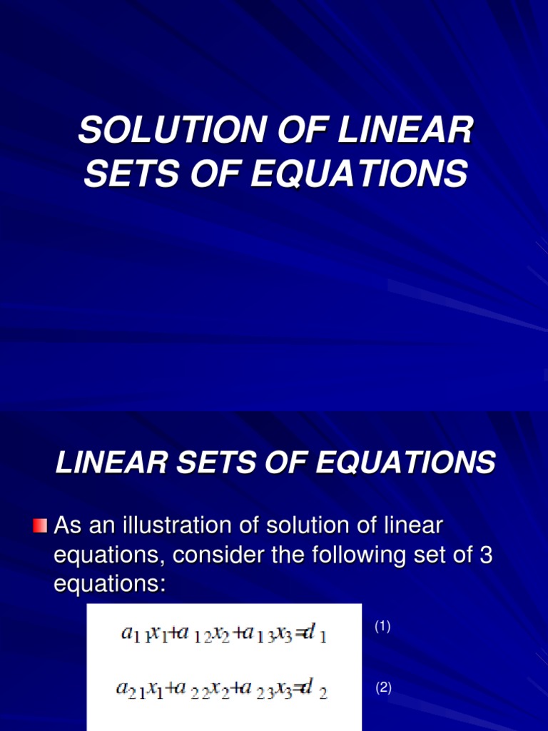 Tm4112 - 6 Solution of Linear Sets of Equations | PDF | Equations ...