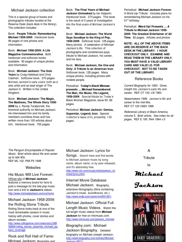 Michael Jackson Tribute Book Collection | PDF | Michael Jackson | Books