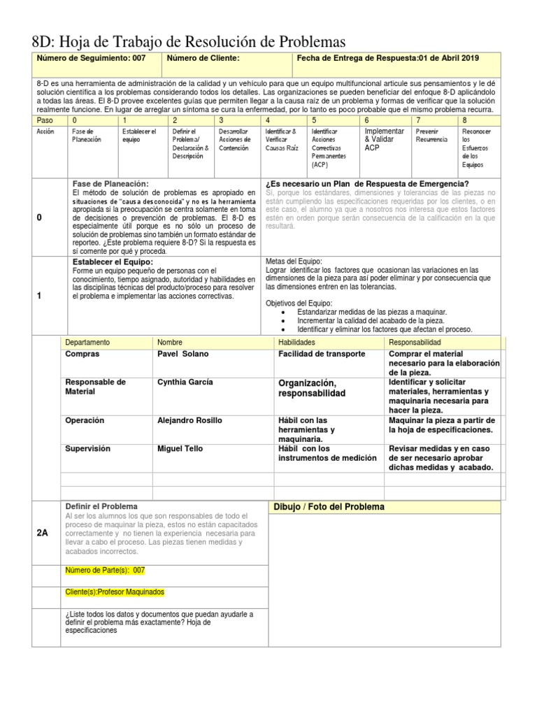 Formato 8D | PDF | Planificación