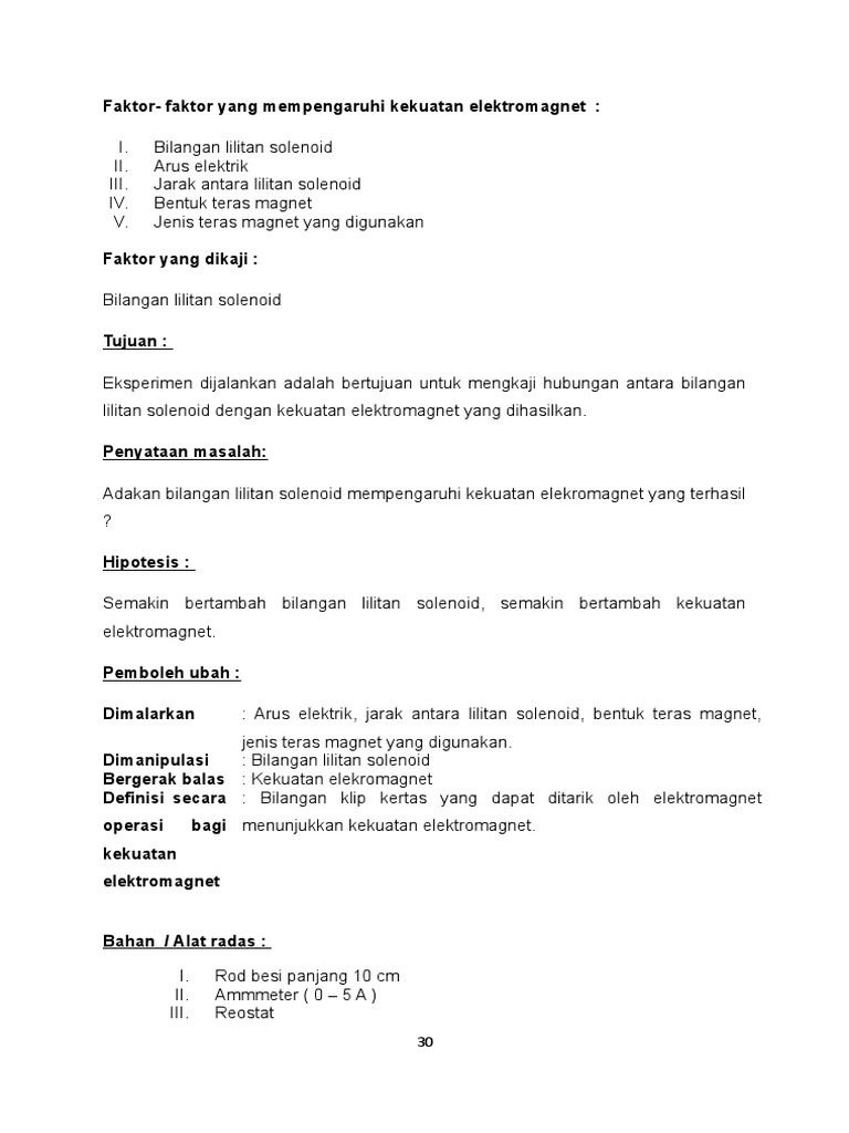 Eksperimen Elektromagnet Lengkap | PDF | Metode & Bahan Ajar