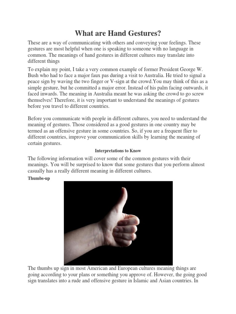 What Are Hand Gestures | PDF | Gesture | Nonverbal Communication
