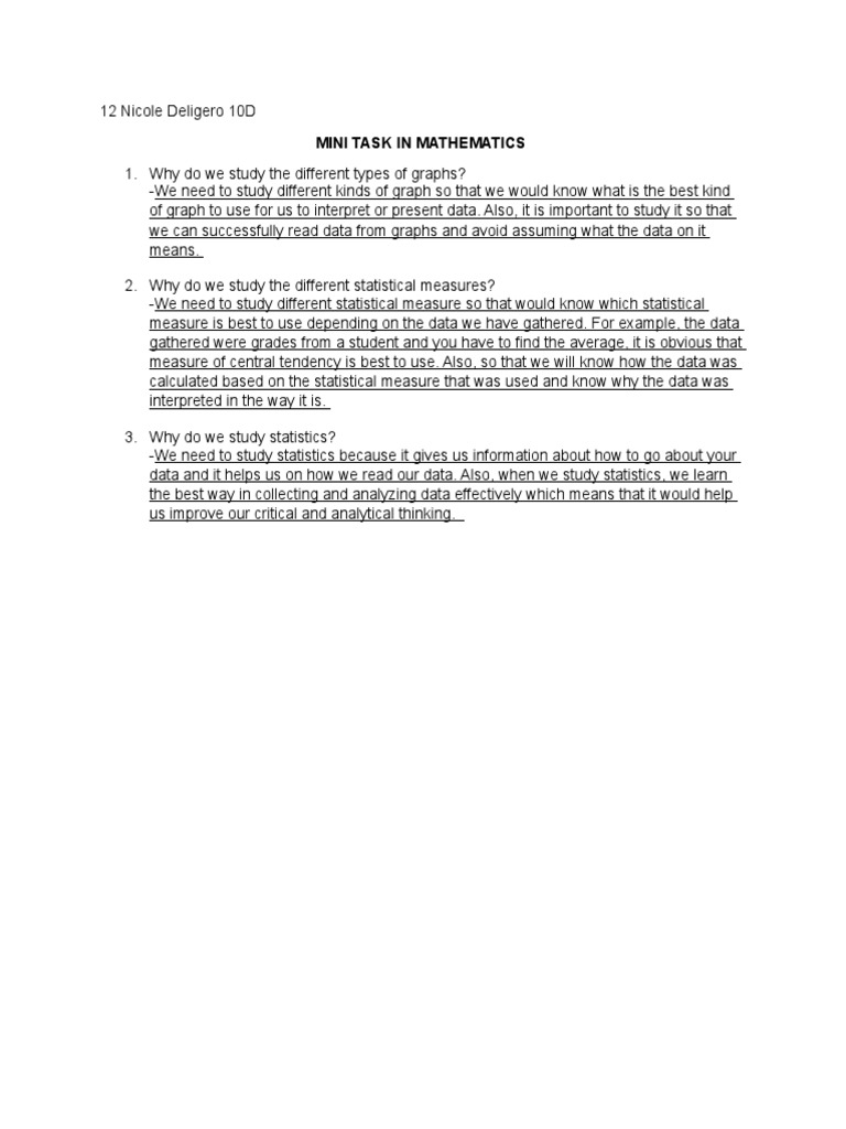 Mini Task in Mathematics | PDF