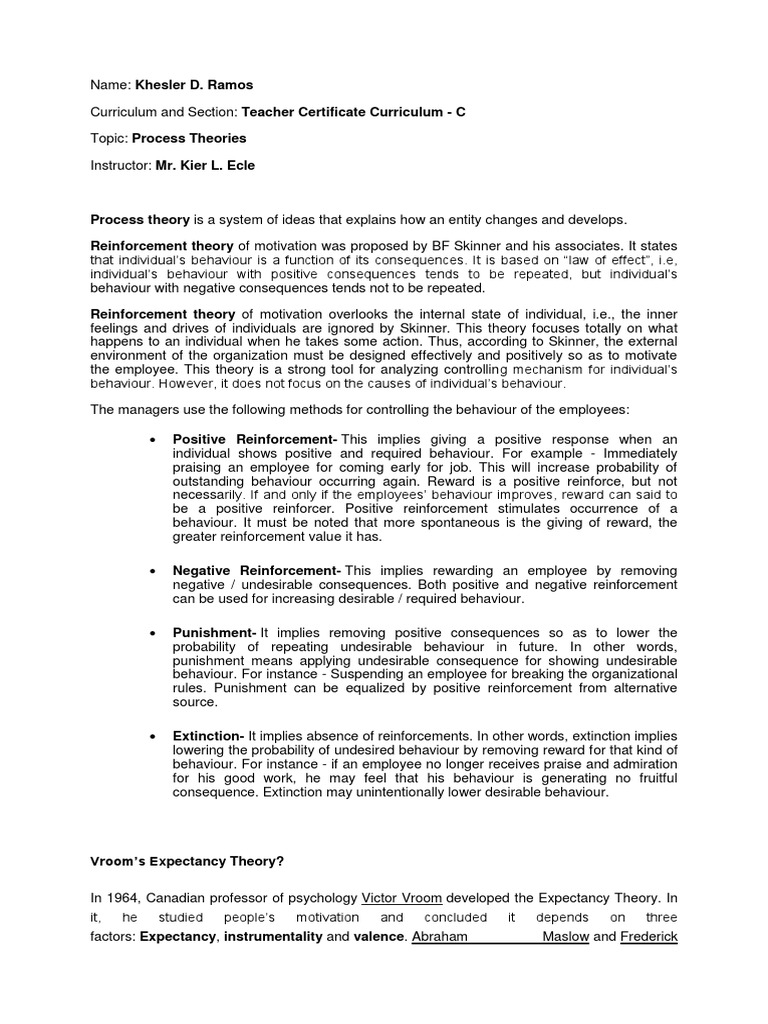 Process Theory | PDF | Motivation | Motivational