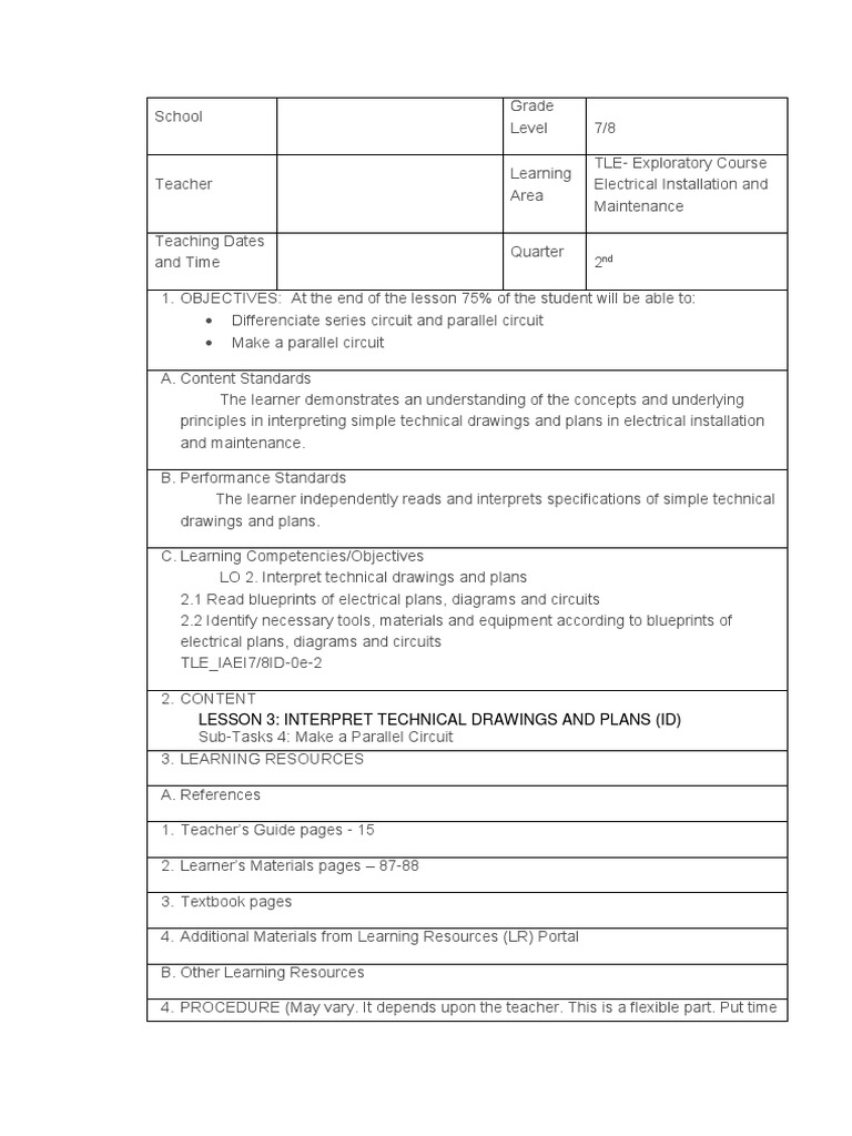 Lesson 3: Interpret Technical Drawings and Plans (Id) | PDF | Series ...