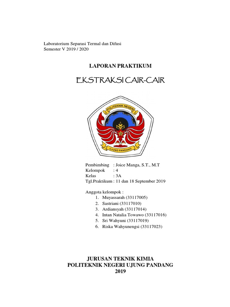 Laporan Praktikum Ekstraksi Cair Cair | PDF Laporan Praktikum Ekstraksi Cair Cair | PDF