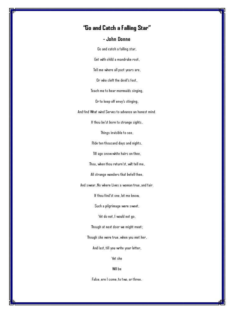 "Go and Catch A Falling Star": - John Donne | PDF | Poetry