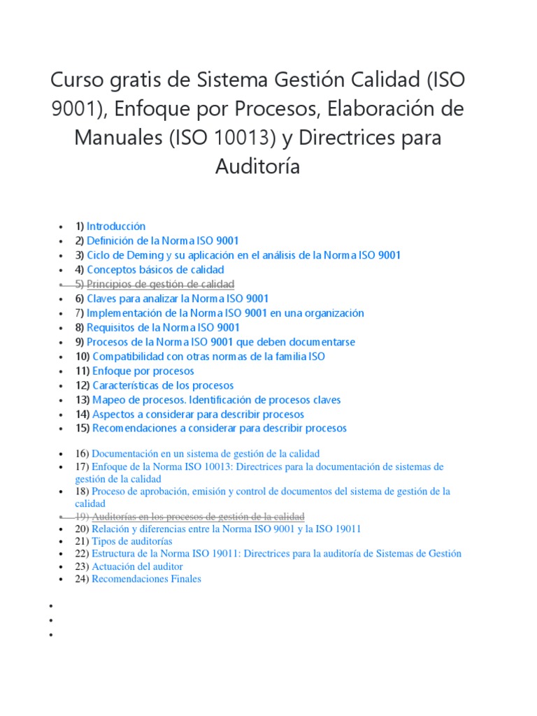 Curso Gratis de Sistema Gestión Calidad (ISO 9001), Enfoque Por ...