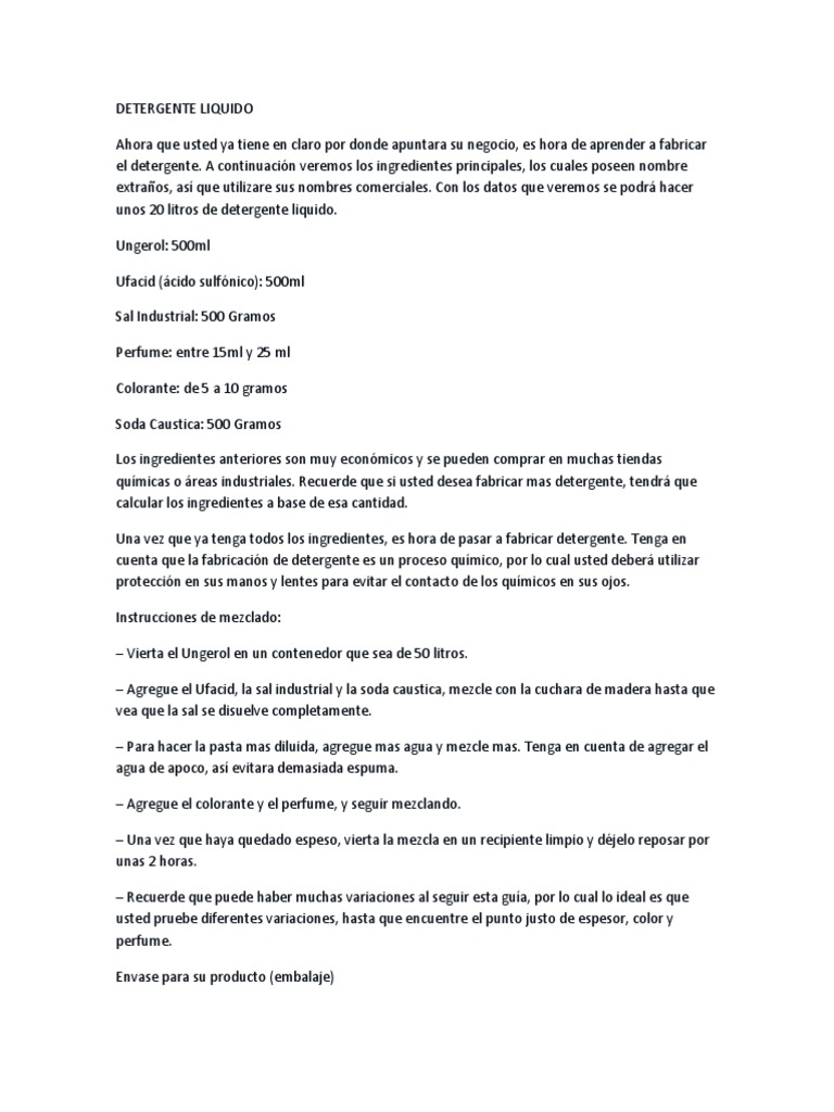 Detergente Basico 1 | PDF | Detergente | sal