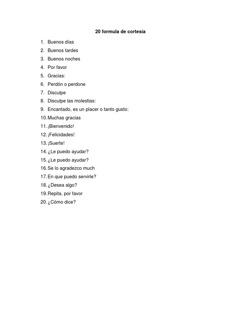 20 Formula de Cortesía | PDF