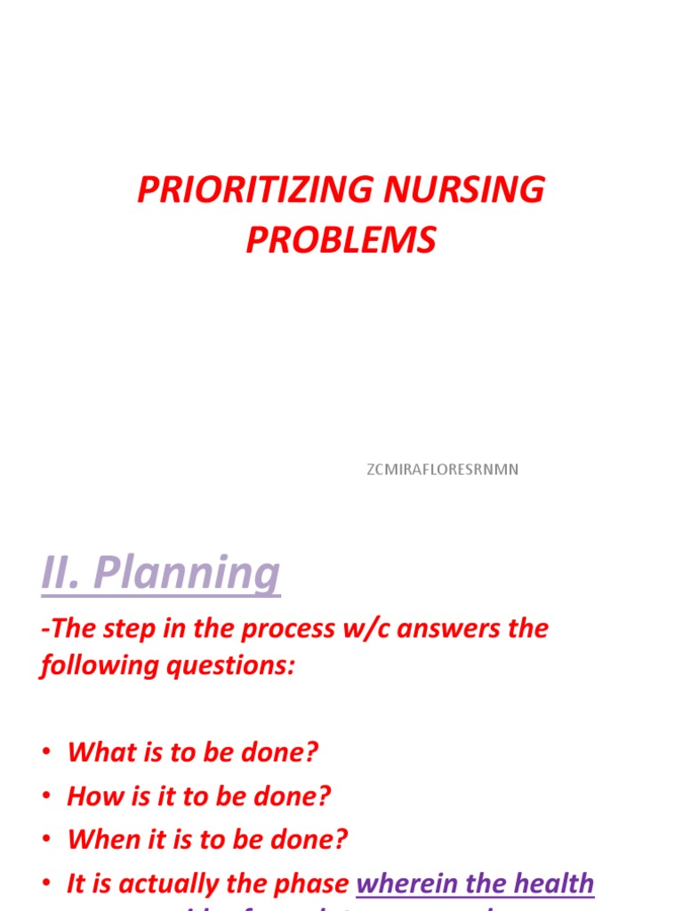 Prioritizing Nursing Problems | PDF | Nursing | Medical Specialties