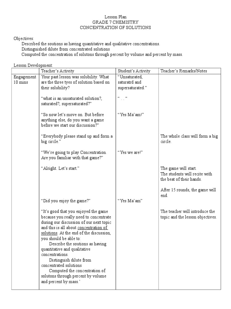 Concentration of Solutions DLP | PDF | Solution | Concentration