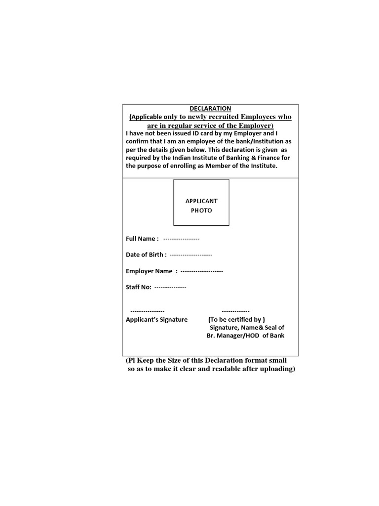Employee ID card declaration form | PDF