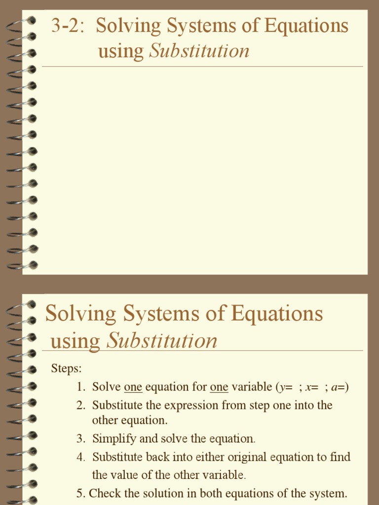 3-2: Solving Systems of Equations Using Substitution | PDF | Equations ...