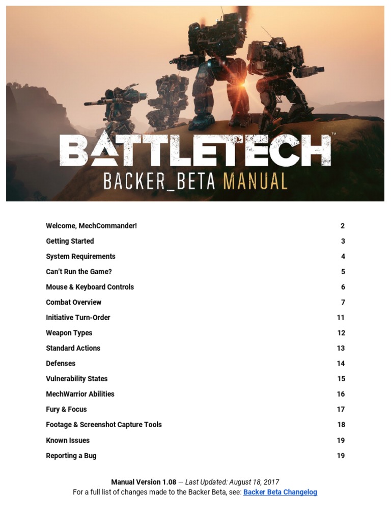 Battletech Beta Manual | Battle Tech | Leisure