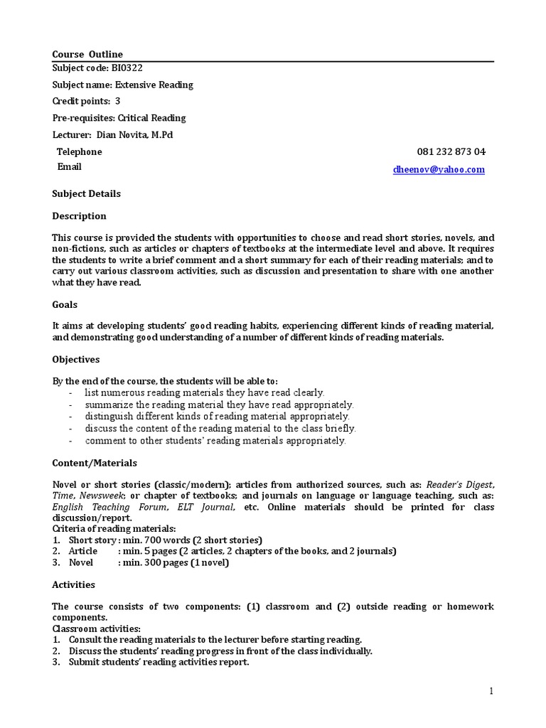 Developing Reading Habits and Comprehension through Extensive ...