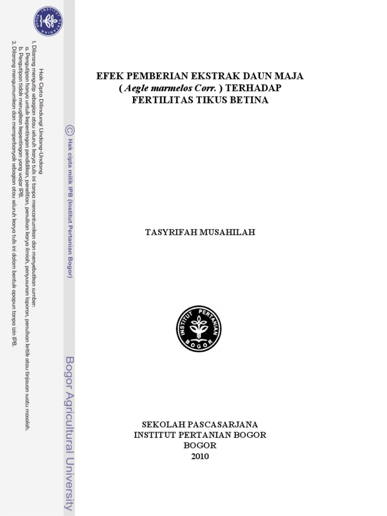 Efek Pemberian Ekstrak Daun Maja (Aegle Marmelos Corr.) TERHADAP ...