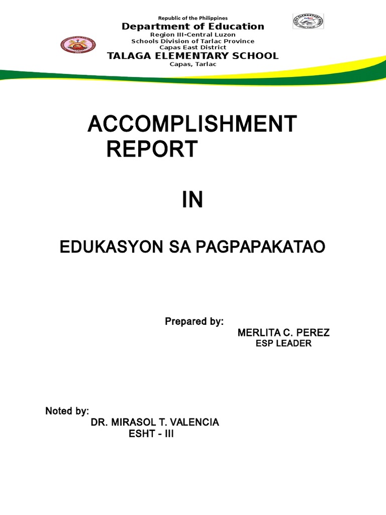 Accomplishment IN: Edukasyon Sa Pagpapakatao | PDF | Curriculum ...