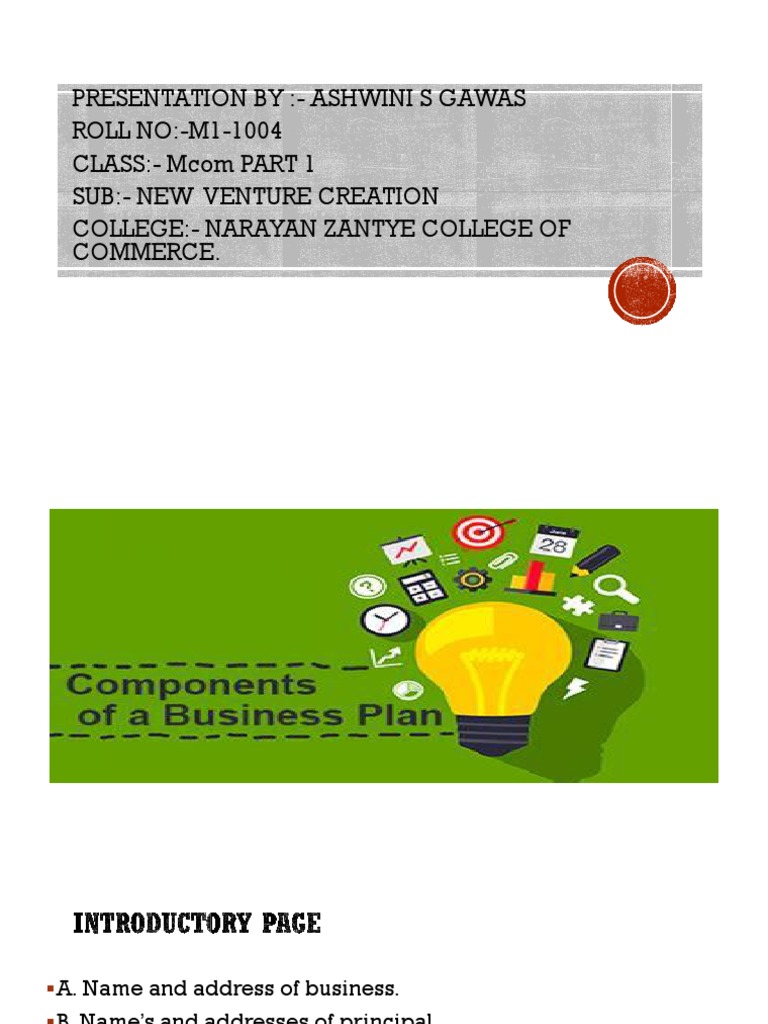 Components of Business Plan | PDF