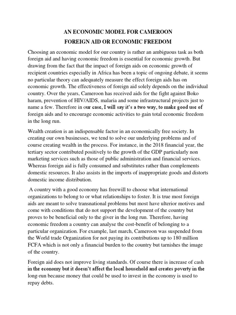 An Economic Model For Cameroon | PDF | Aids | Economic Freedom