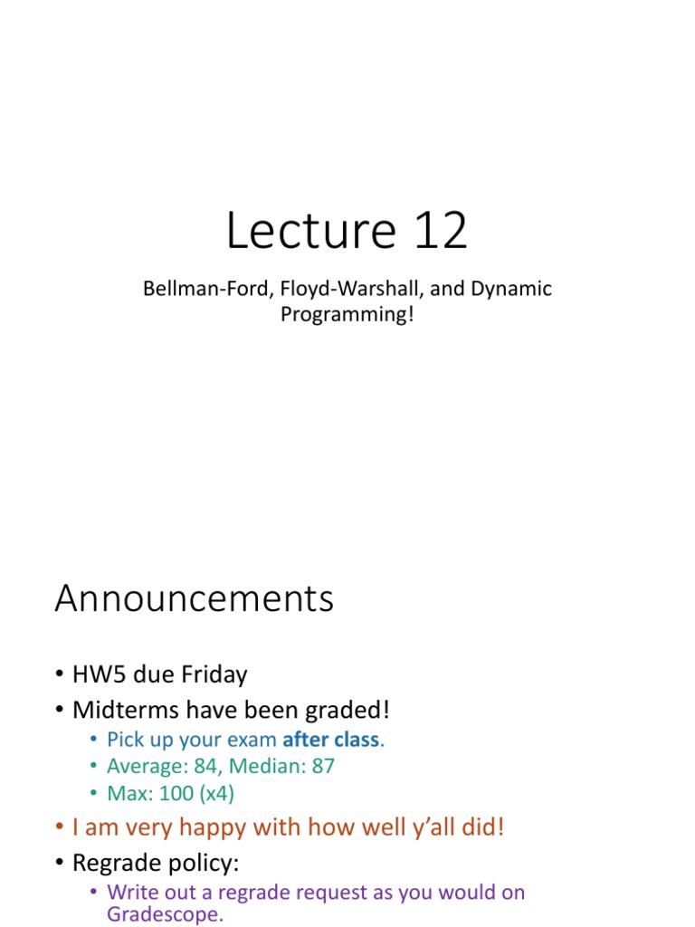 Bellman-Ford, Floyd-Warshall Algorithms | PDF | Dynamic Programming ...