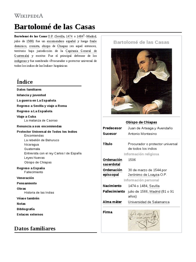Bartolomé de Las Casas | PDF | Colonización española de las Américas | Papa