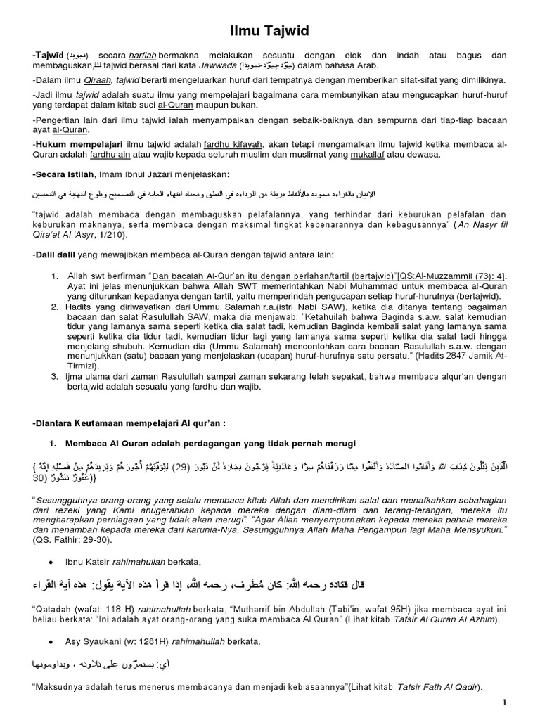Ringkasan Ilmu Tajwid | PDF