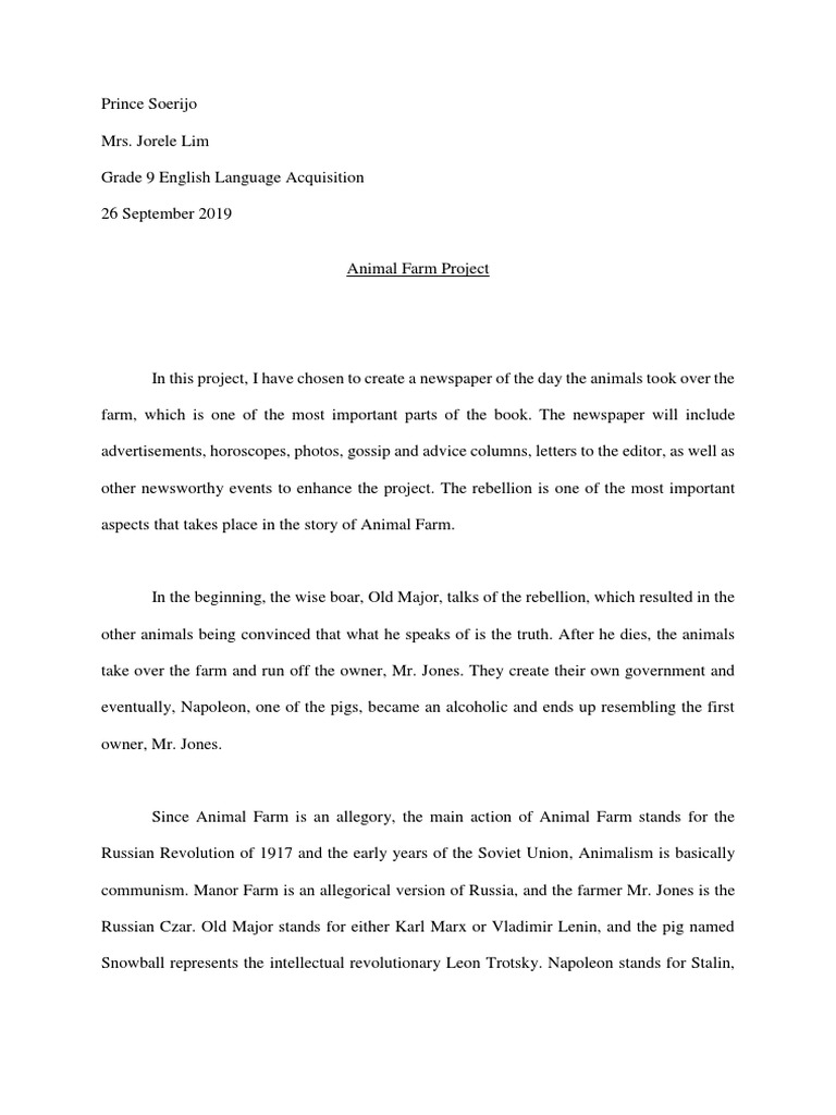 Grade 9 Animal Farm Newspaper | PDF