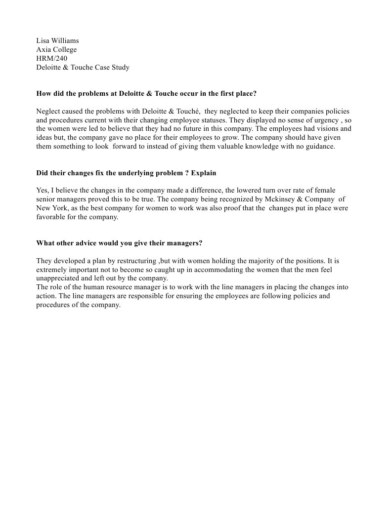 Deloitte & Touche Case Study | PDF