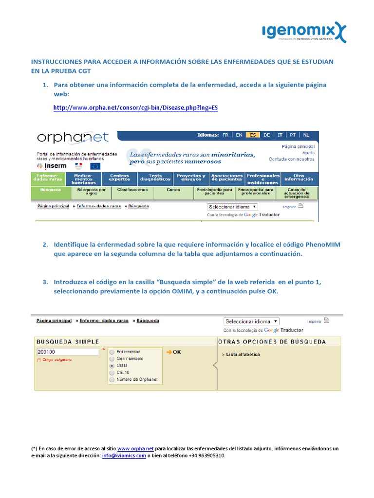 Enfermedades Test CGT IGENOMIX | PDF | Glucógeno | Enfermedades y ...