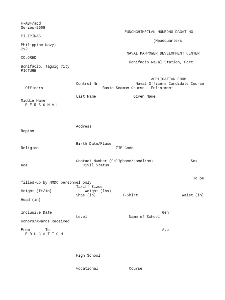 Navy Application Form | PDF | Educational Assessment And Evaluation ...