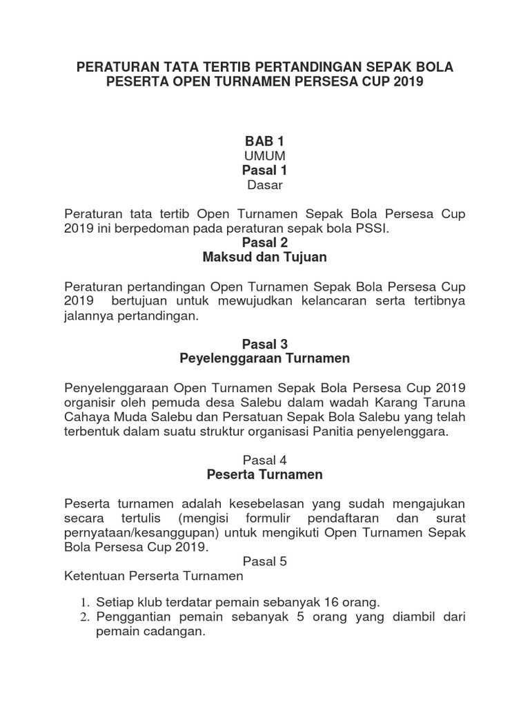 Peraturan Tata Tertib Pertandingan Sepak Bola | PDF