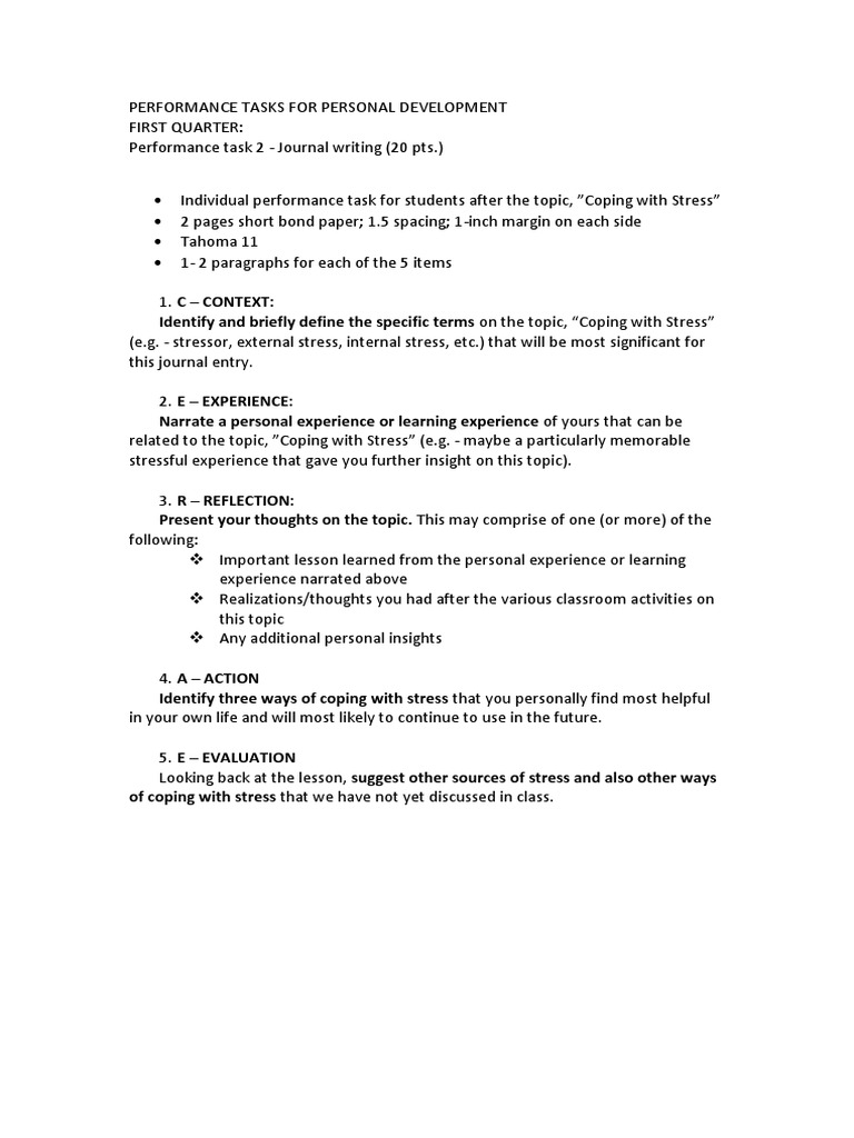 Performance Tasks For Personal Development 2 | PDF