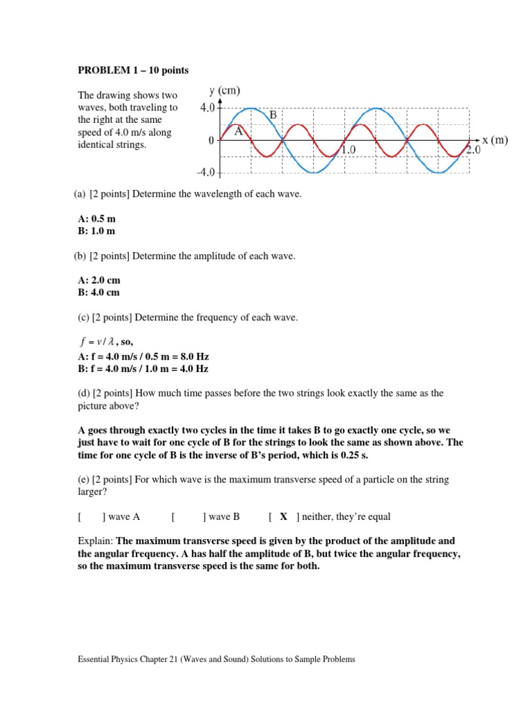 Essential Physics Chapter 21 (Waves and Sound) Solutions To Sample ...