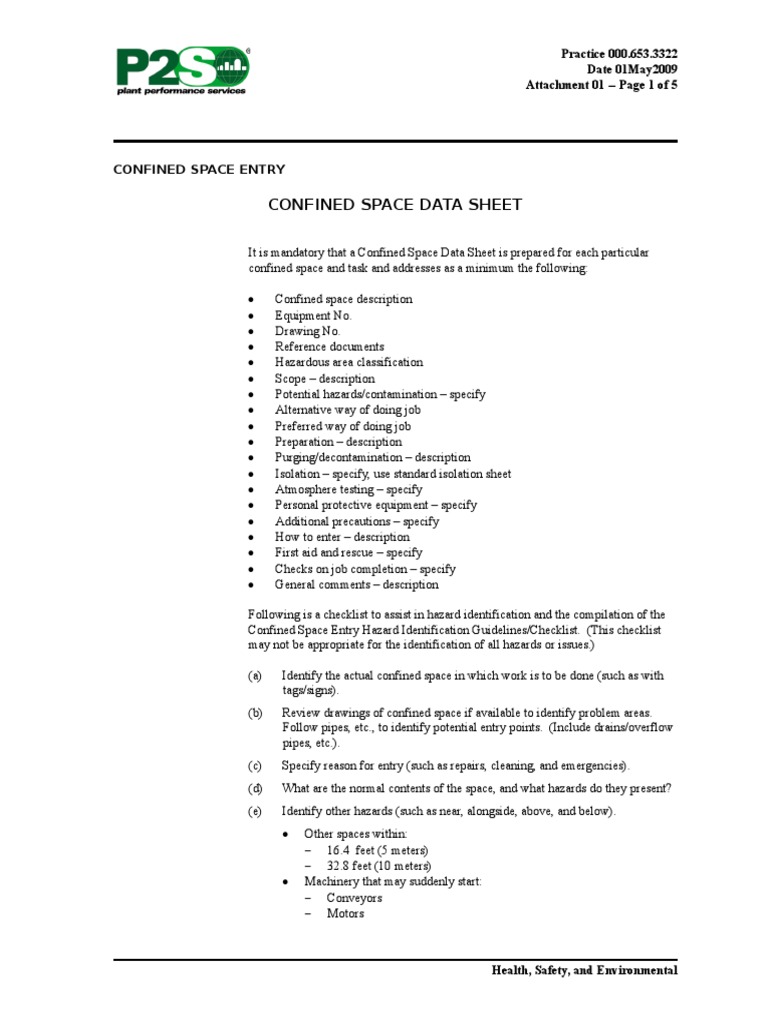 Confined Space Entry Guidelines | PDF | Chemistry | Nature