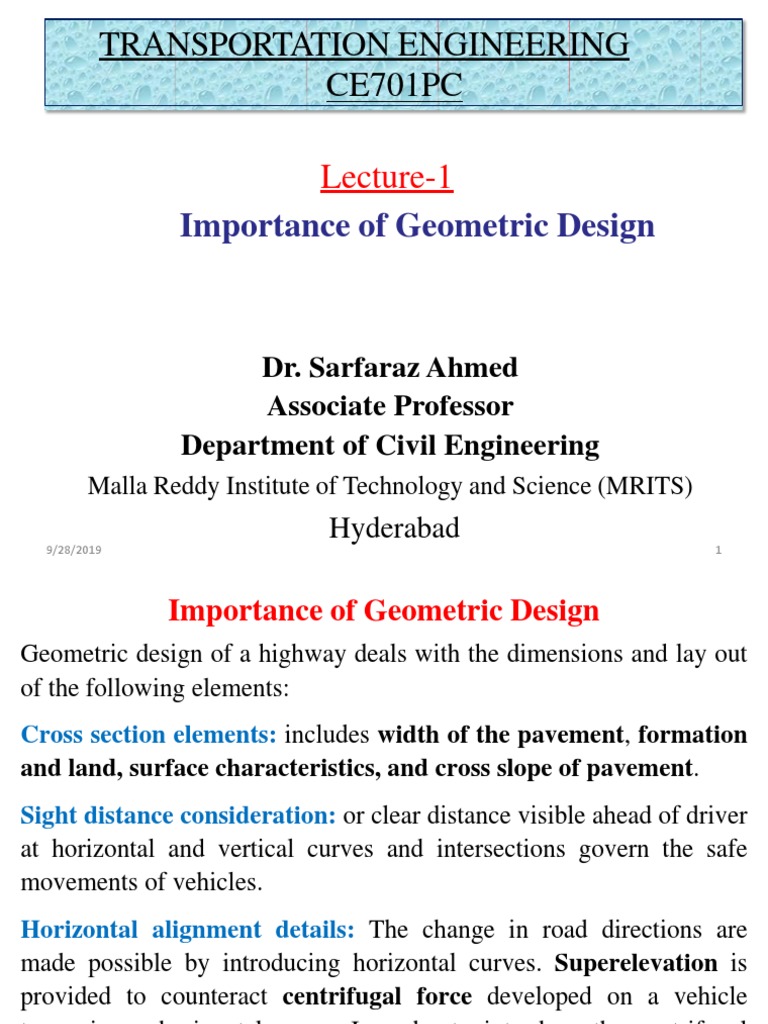 Importance of Geometric Design | PDF | Traffic | Road