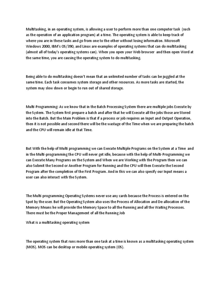 Multitasking | PDF | Process (Computing) | Operating System