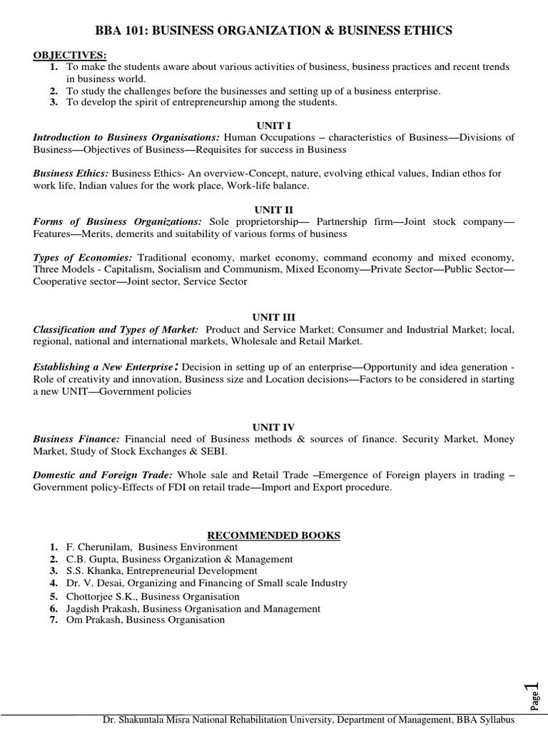 Dsmnru Bba Syllabus | PDF | Matrix (Mathematics) | Entrepreneurship