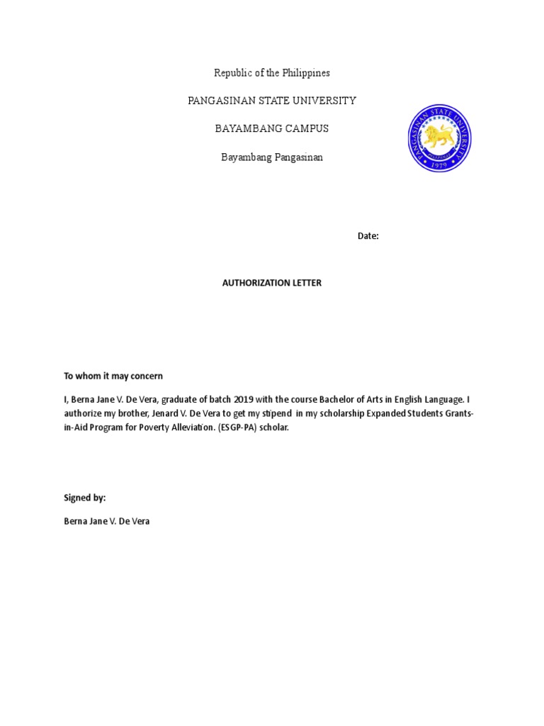 Authorization Letter Sample | PDF