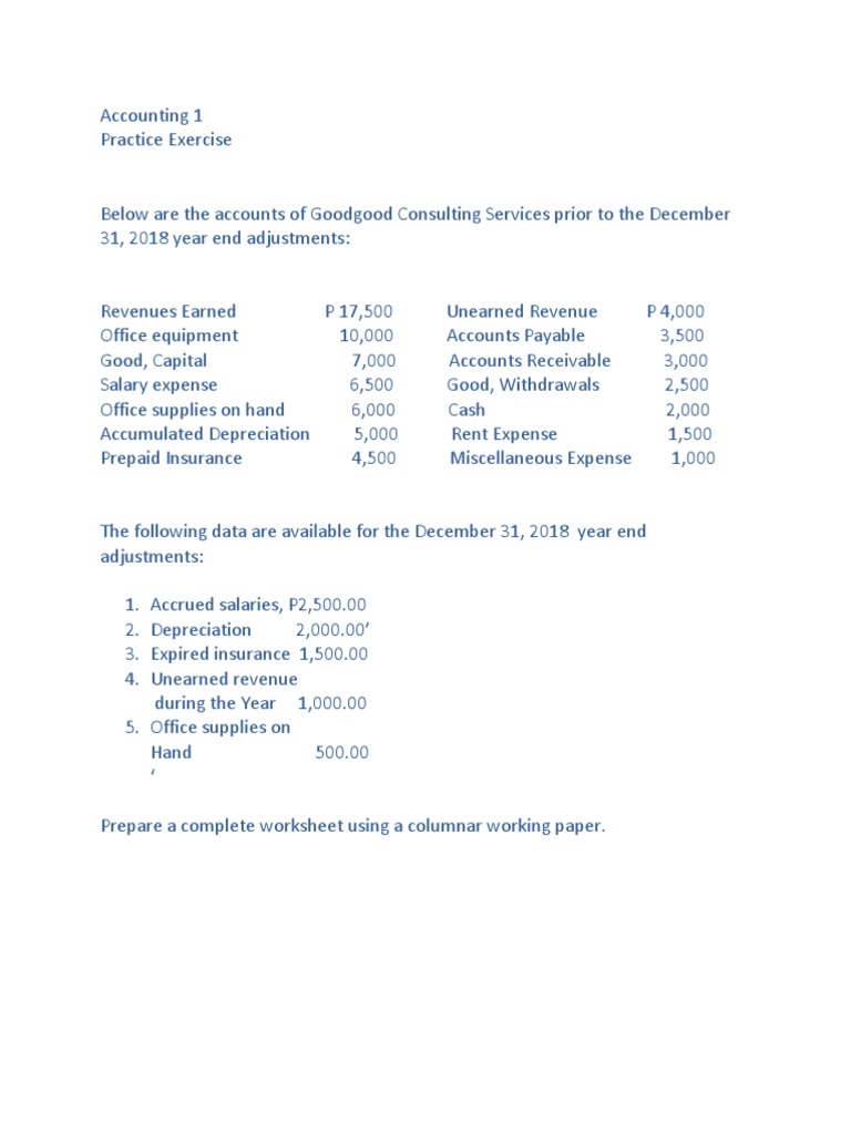 Worksheet Exercise - Acctg. 1 | PDF