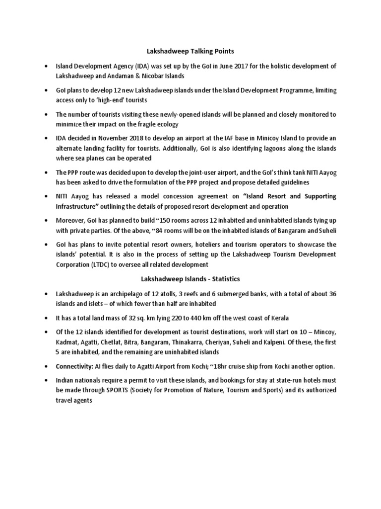 Lakshadweep Island Development | PDF | Aviation | Transport