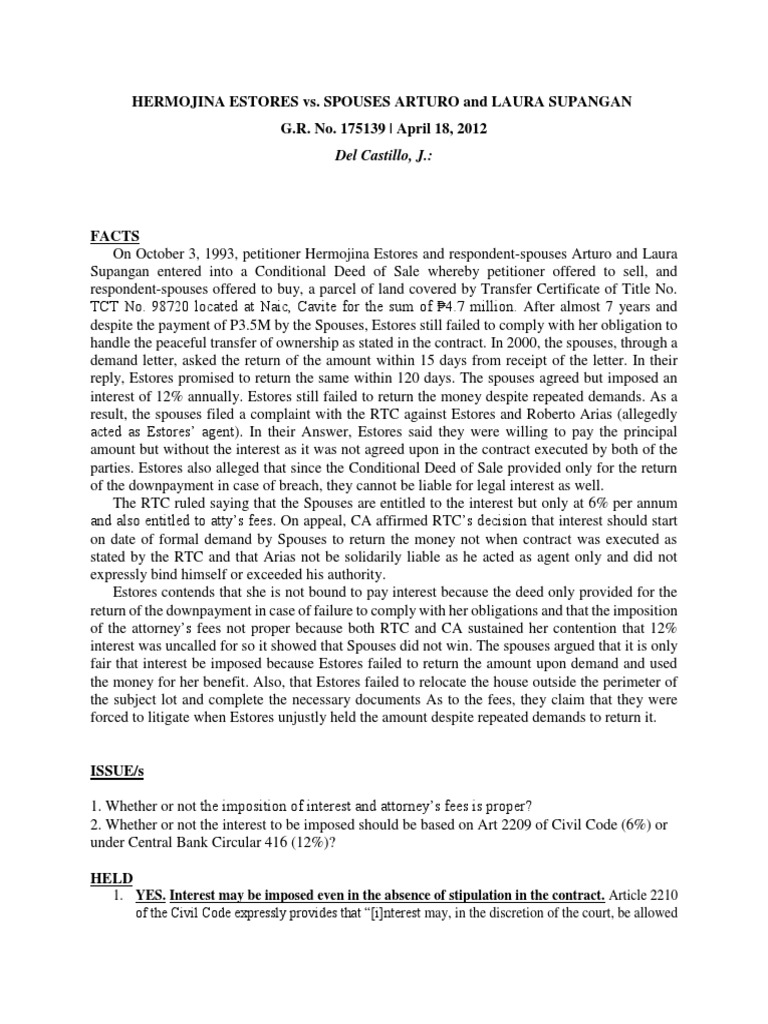 Case Digest Format | PDF | Forbearance | Loans