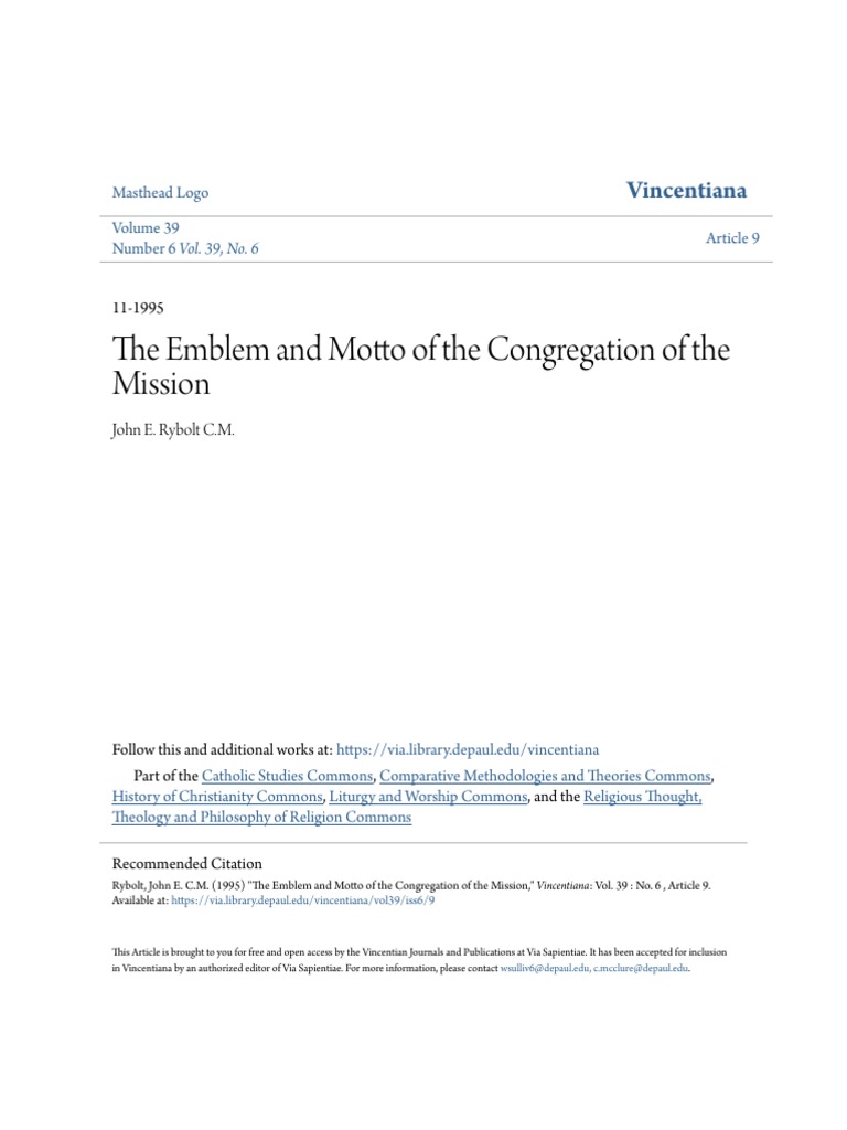 The Emblem and Motto of The Congregation of The Mission | PDF | Seal ...