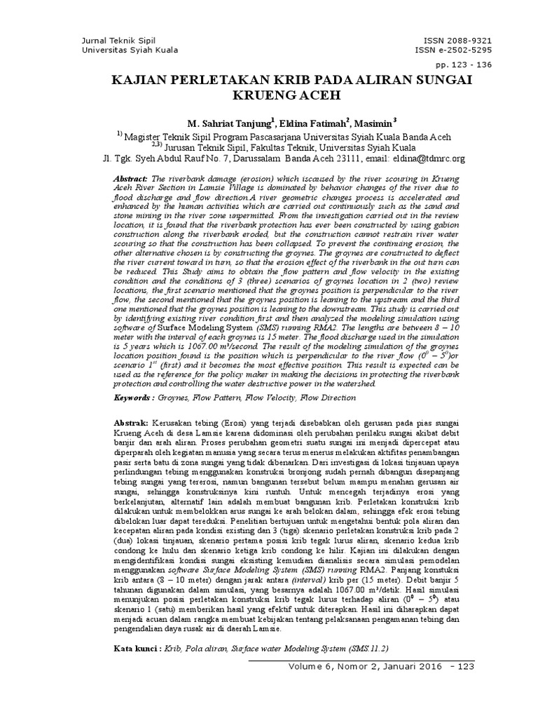 Kajian Perletakan Krib Pada Aliran Sungai Krueng Aceh | PDF | River ...